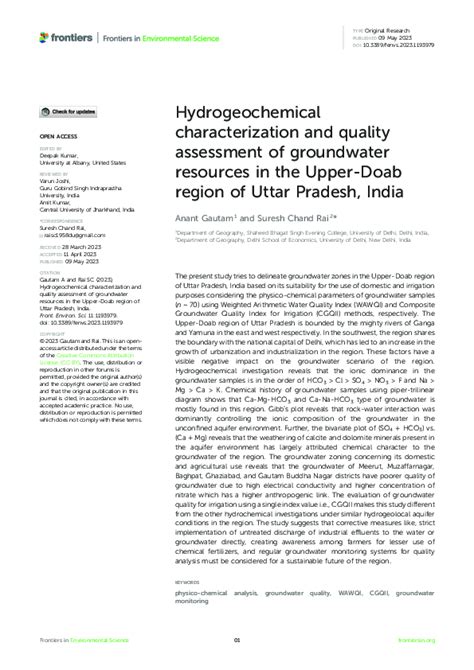 Pdf Hydrogeochemical Characterization And Quality Assessment Of Groundwater Resources In The