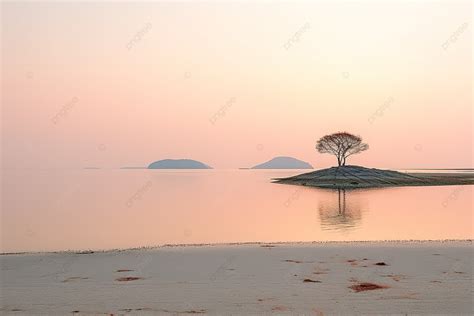 جزيرة ترتفع فوق الماء على شاطئ رملي المد و الجزر منبسط هدوء جوتشانغ