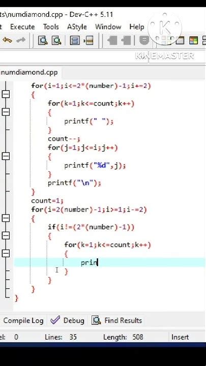 number ♦ diamond pattern part 11 programming coding shorts coding techniques youtubevideo