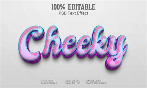 Cheeky Girly Glossy 3d Text Effect Photoshop Premium Psd File
