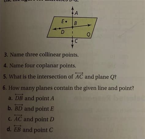 Solved 3 Name Three Collinear Points 4 Name Four Coplanar