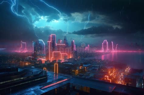 Neon City Transformation A Stunning 3d Rendering Of Cloud Computing
