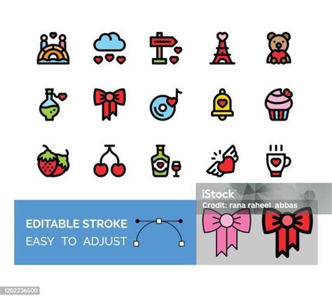 발렌타인 관련 사랑과 로맨스 구름 커피 리본 체리 딸기 음악 벨 와인 컵 케이크 편집 스트로크와 사랑의 물약 벡터 2월에 대한 스톡 벡터 아트 및 기타 이미지 Istock