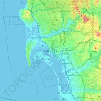 San Diego Topographic Map Elevation Terrain