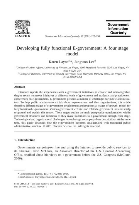 Pdf Developing Fully Functional E Government A Four Stage Model