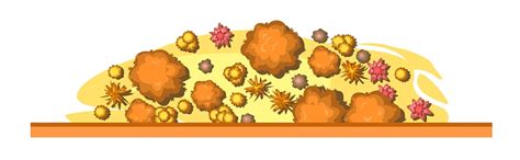 세미 타원 가을 풍경 최고 보기 노란색과 주황색 나무와 높이에서 덤불이있는 장면 시골 위 수평 테두리 만화 일러스트레이션 격리된 배경입니다 벡터 0명에 대한 스톡 벡터 아트