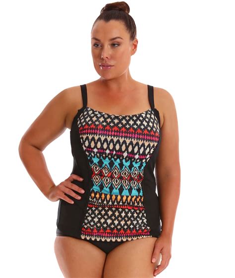 Capriosca Chlorine Resistant Panelled Tankini Top Inca Curvy