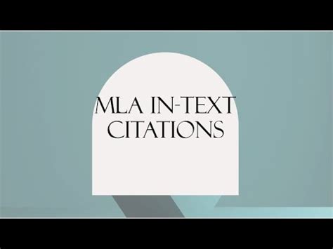 MLA In Text Citations YouTube