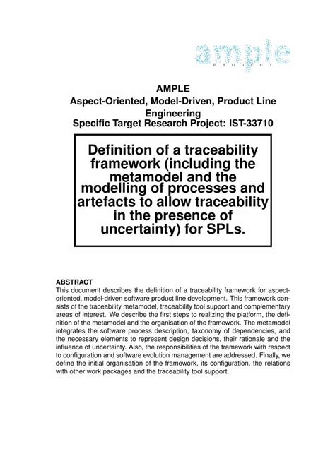 Pdf Definition Of A Traceability Framework Including The Metamodel