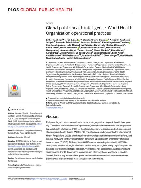 Global Public Health Intelligence World Health Org Pdf World Health Organization Risk
