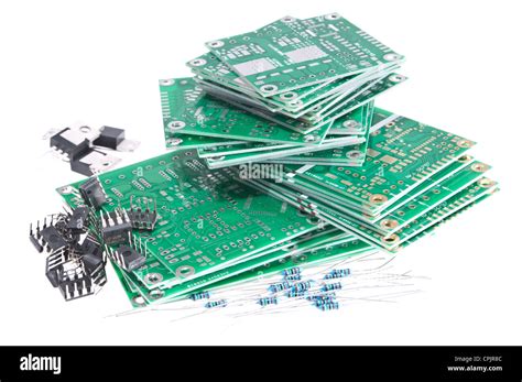 PCBs With Different Electronic Components Isolated On White Background Stock Photo Alamy