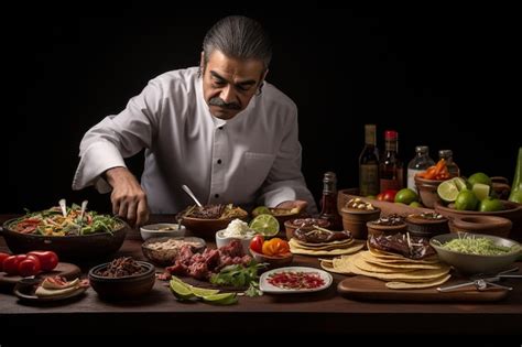 Premium Photo A Chef Preparing A Platter Of Carne Asada Tacos