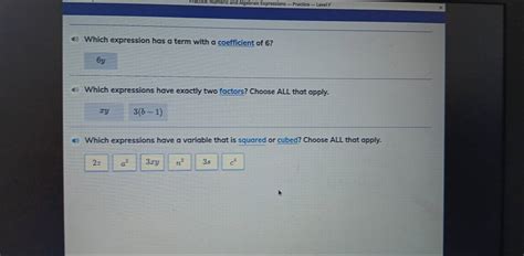 Solved Practice Numeric And Algebraic Expressions — Practice — Level F Which Expression Has A