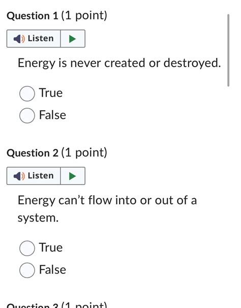 Solved Question Point Energy Is Never Created Or Chegg