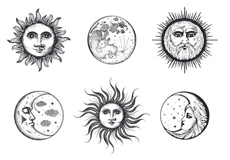Premium Vector Set Of Moon And Sun Vector Illustration Moon Crescent