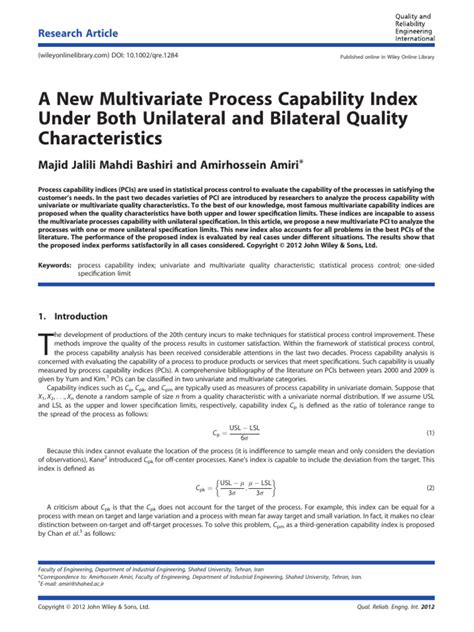 A New Multivariate Process Capability In Pdf Variance Covariance