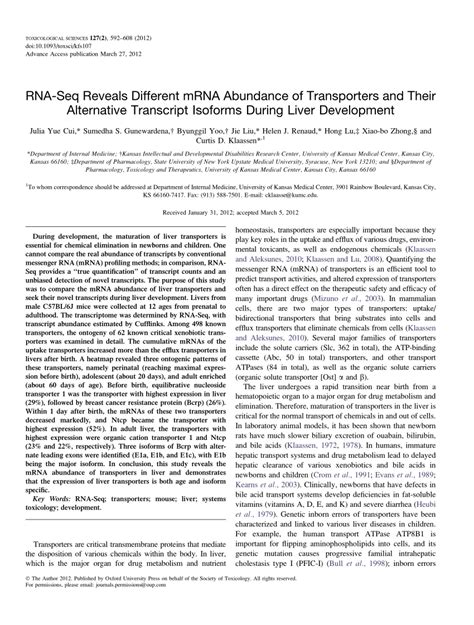 pdf rna seq reveals different mrna abundance of transporters and