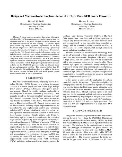 PDF Design And Microcontroller Implementation Of A Three Phase SCR Power Converter