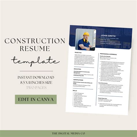 Construction Resume Template Labourer Flyer Contractor Content