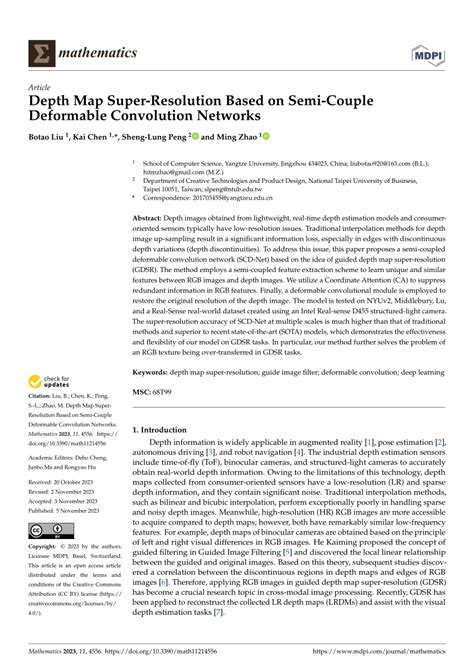 Pdf Depth Map Super Resolution Based On Semi Couple Deformable
