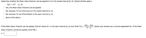 solved determine whether the mean value theorem can be