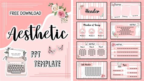 Aesthetic Pink Pastel Powerpoint Theme Free Template Sticker Font