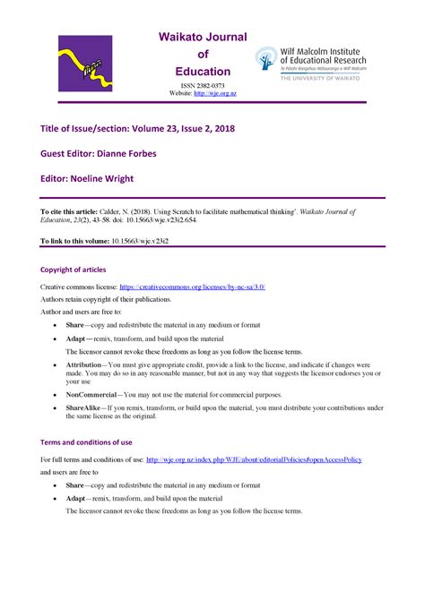 Using Scratch To Facilitate Mathematical Thinking Waikato Journal Of Education Issn 2382