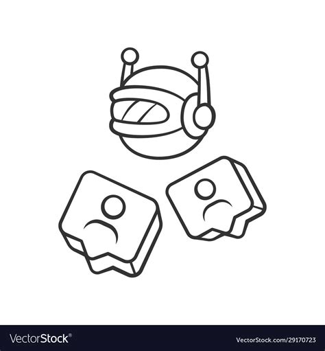 Social Bot Linear Icon Socialbot Chatbot Smm Vector Image