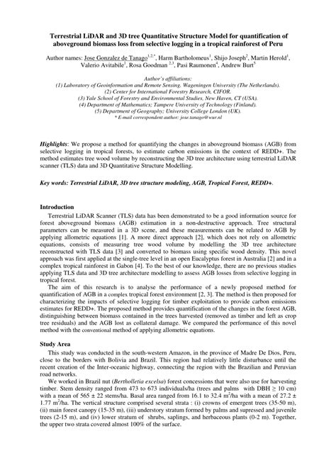 Pdf Terrestrial Lidar And 3d Tree Quantitative Structure Model For Quantification Of