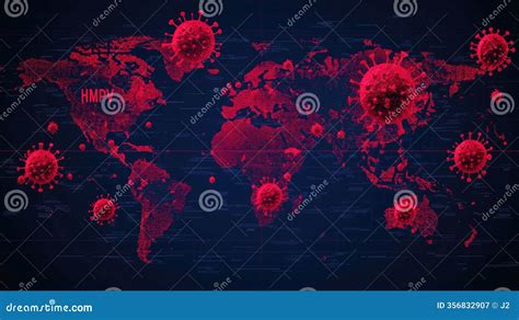 Global Spread Of Hmpv Virus Illustrated On World Map With Red Virus Icons Stock Image Image Of
