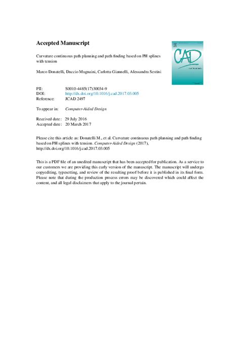 Pdf Curvature Continuous Path Planning And Path Finding Based On Ph Splines With Tension