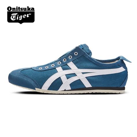 onitsuka tiger men women canvas shoes light blue and white elastic low level shoes breathable