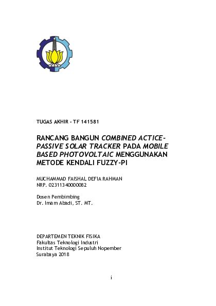 Pdf Rancang Bangun Combined Active Passive Solar Tracker Pada Mobile Based Photovoltaic