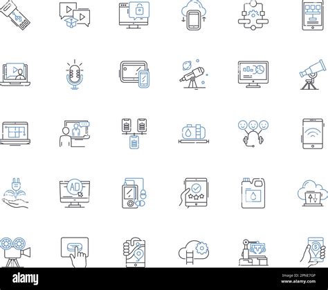 Machines And Contraptions Line Icons Collection Automation Robot Gadget Invention Engine
