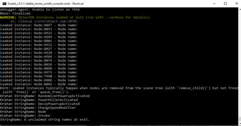 leaked instances of nodes with no names godot forums