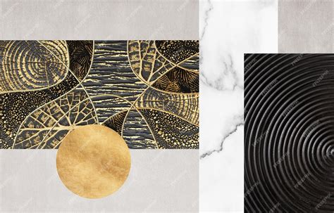 추상 기하학 벽지 벽지 그림을 걸어 황금 배경입니다 모더의 패션 프리미엄 사진