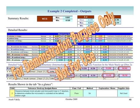 performing tolerance stack ups using automated excel calculator by