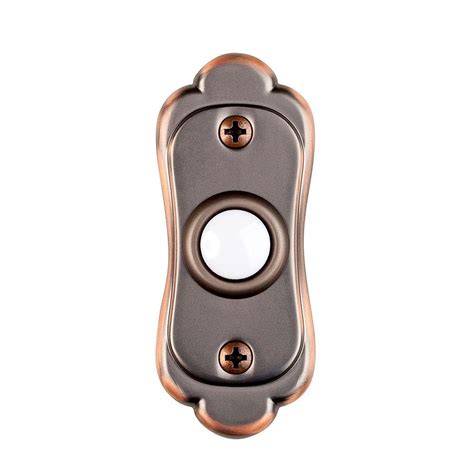 hampton bay wired lighted door bell push button mediterranean bronze hb 622 02 the home depot