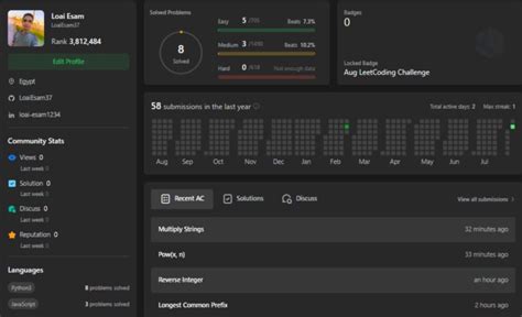 Loai Esam On Linkedin Leetcode Programming Problemsolving Code Python Javascript