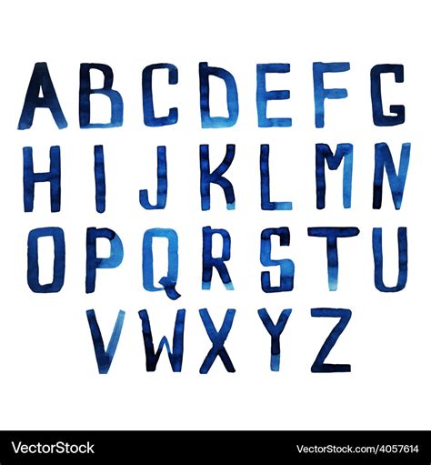 Watercolor Alphabet Hand Drawn Artistic Font Vector Image