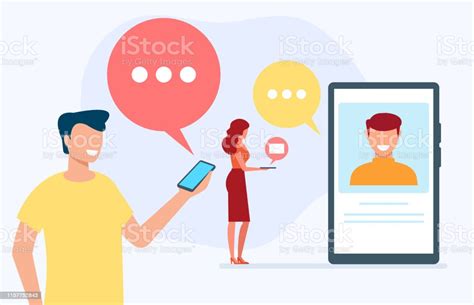 온라인 인터넷 통신 채팅 개념입니다 벡터 플랫 만화 그래픽 디자인 일러스트 개념에 대한 스톡 벡터 아트 및 기타 이미지 개념 그래픽 사용자 인터페이스 기포 Istock