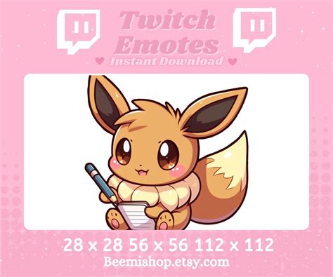 Twitch Discord Emote Cute Pokemon Eevee Taking Notes Smart Noted Emojis
