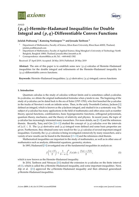 Pdf Pq Hermitehadamard Inequalities For Double Integral And Pq Differentiable Convex