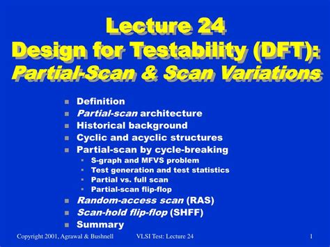 PPT Lecture Design For Testability DFT Partial Scan Scan Variations PowerPoint