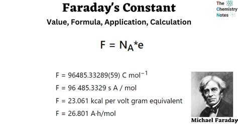 Faraday S Constant Value Formula Application Calculation