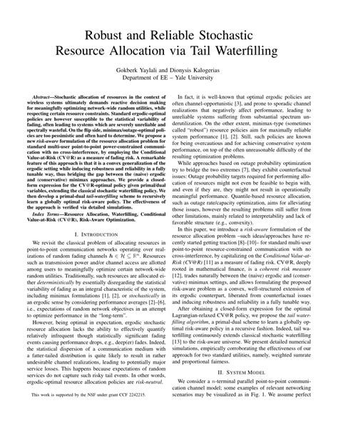 Pdf Robust And Reliable Stochastic Resource Allocation Via Tail