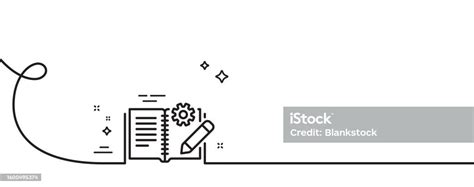 Engineering Documentation Line Icon Technical Instruction Sign Continuous Line With Curl Vector