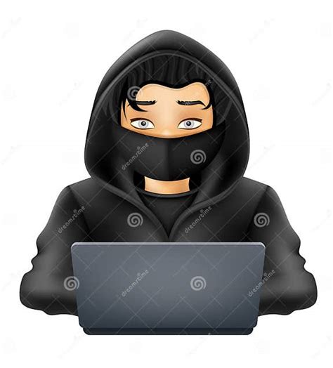 Young Hacker Programmer It Specialist Coder Sitting At A Laptop Vector