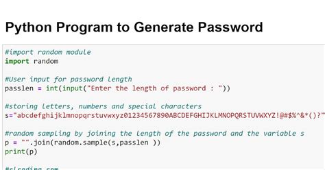 Day 11 Python Program To Generate Password ~ Computer Languages
