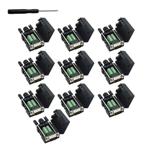 Yiovvom Db9 Breakout Connector To Wiring Terminal Rs232 D Sub Male Serial Adapters Port Breakout